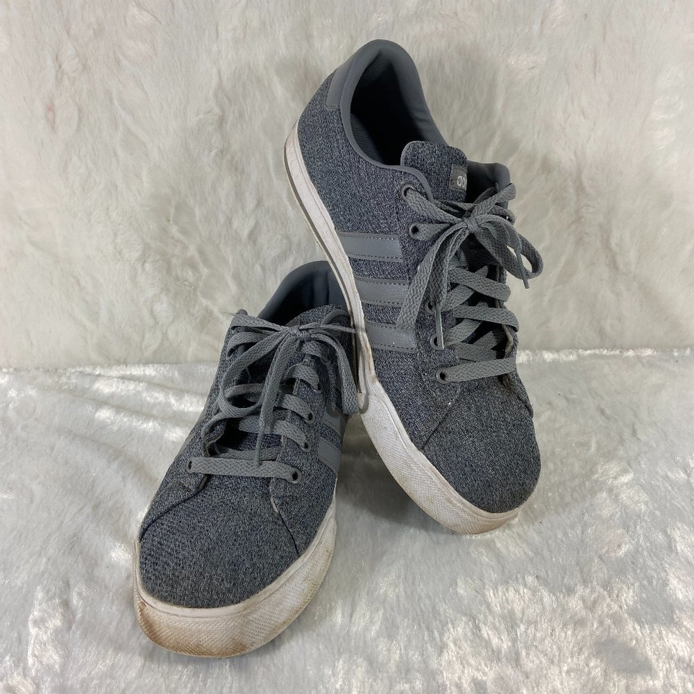 Adidas Neo Grey Canvas Tennis Shoes Sneakers - Gem